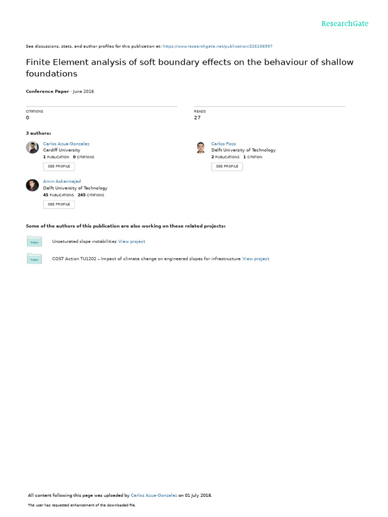 Finite Element Analysis of Soft Boundary Effects On The Behaviour of ...