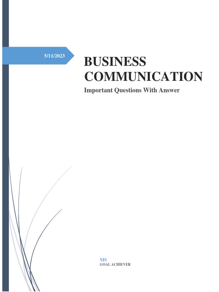Business Communication Shot Question | PDF | Communication | Nonverbal ...