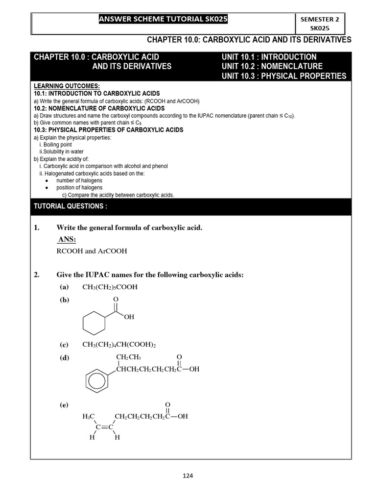 10.0 Carboxylic Acid 2022 (Lecturer) | PDF | Carboxylic Acid | Acid