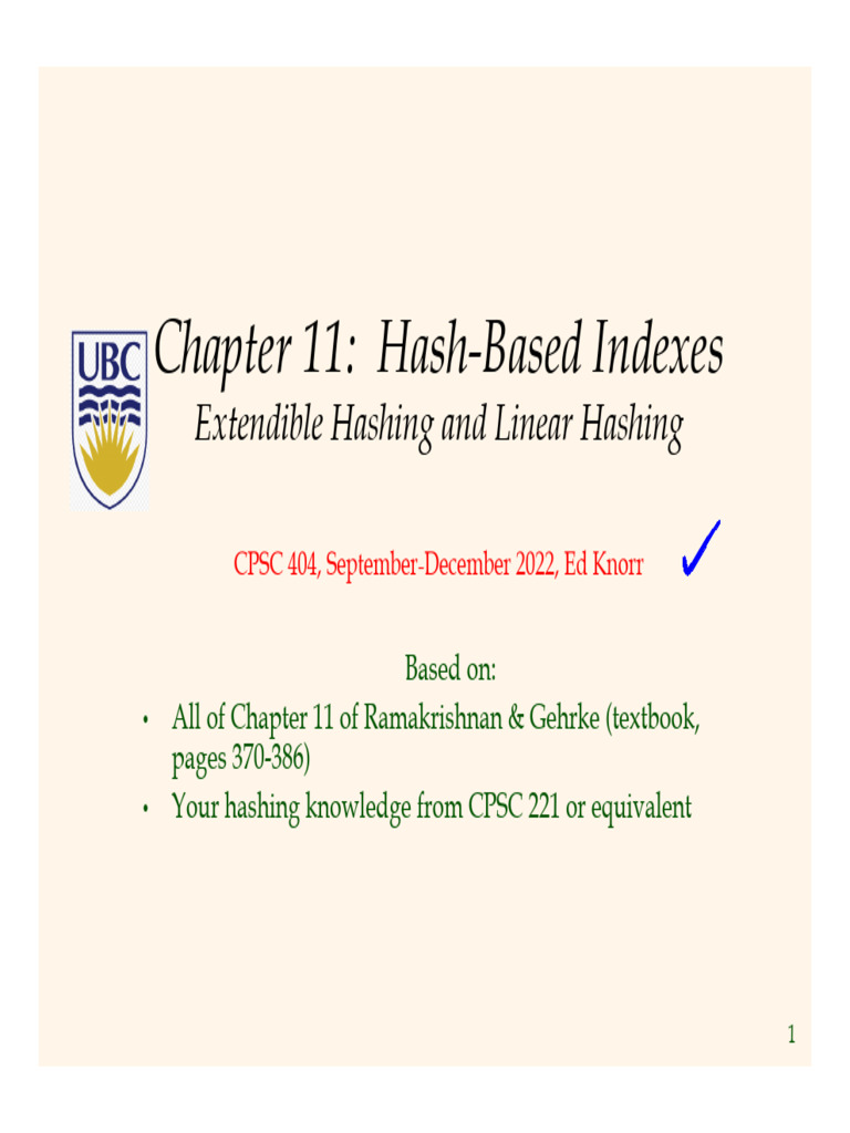 Ch11 Hash Indexes 1perpage Annotated | Download Free PDF | Computer Data | Data Management