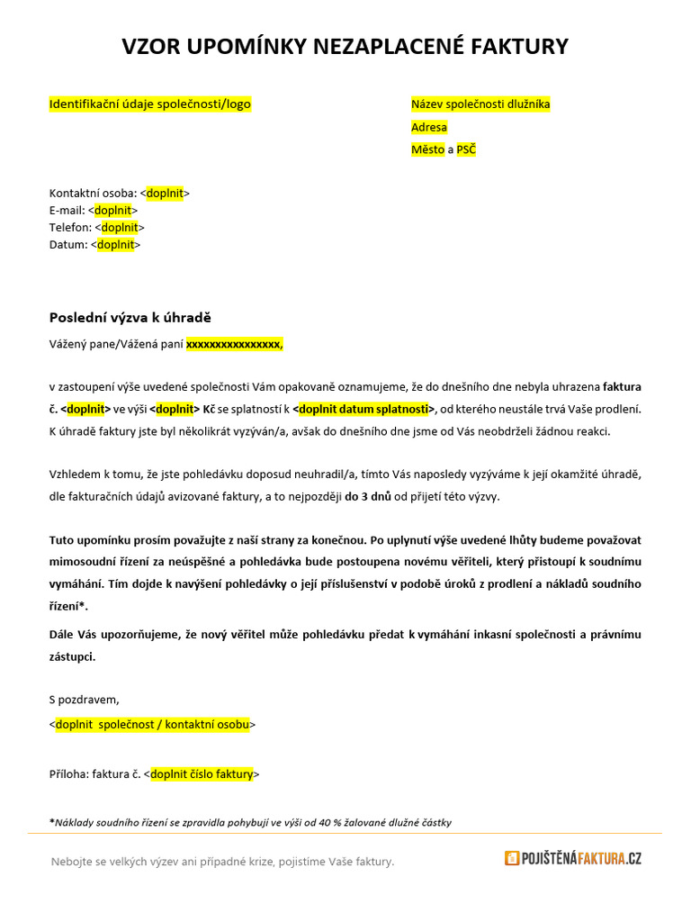 VZOR UPOMÍNKY | PDF