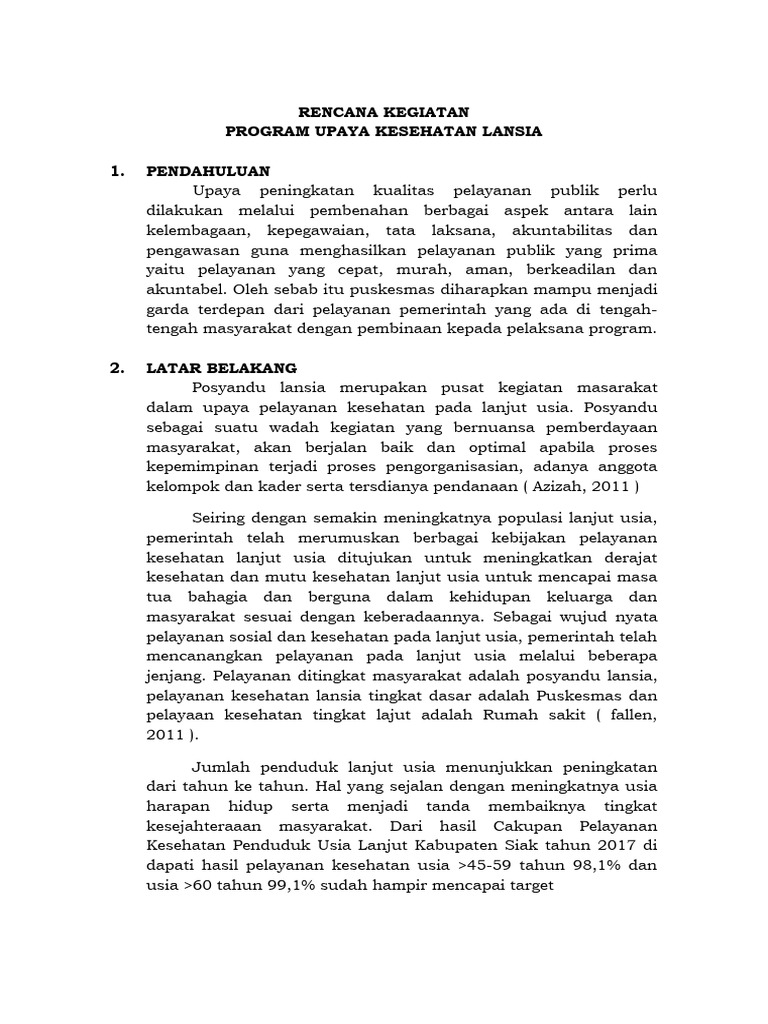 Akre Rencana Kegiatan Usila | PDF | Ilmu Sosial | Pengembangan Diri