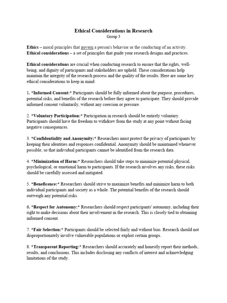 Ethical Considerations in Research | PDF | Informed Consent | Risk
