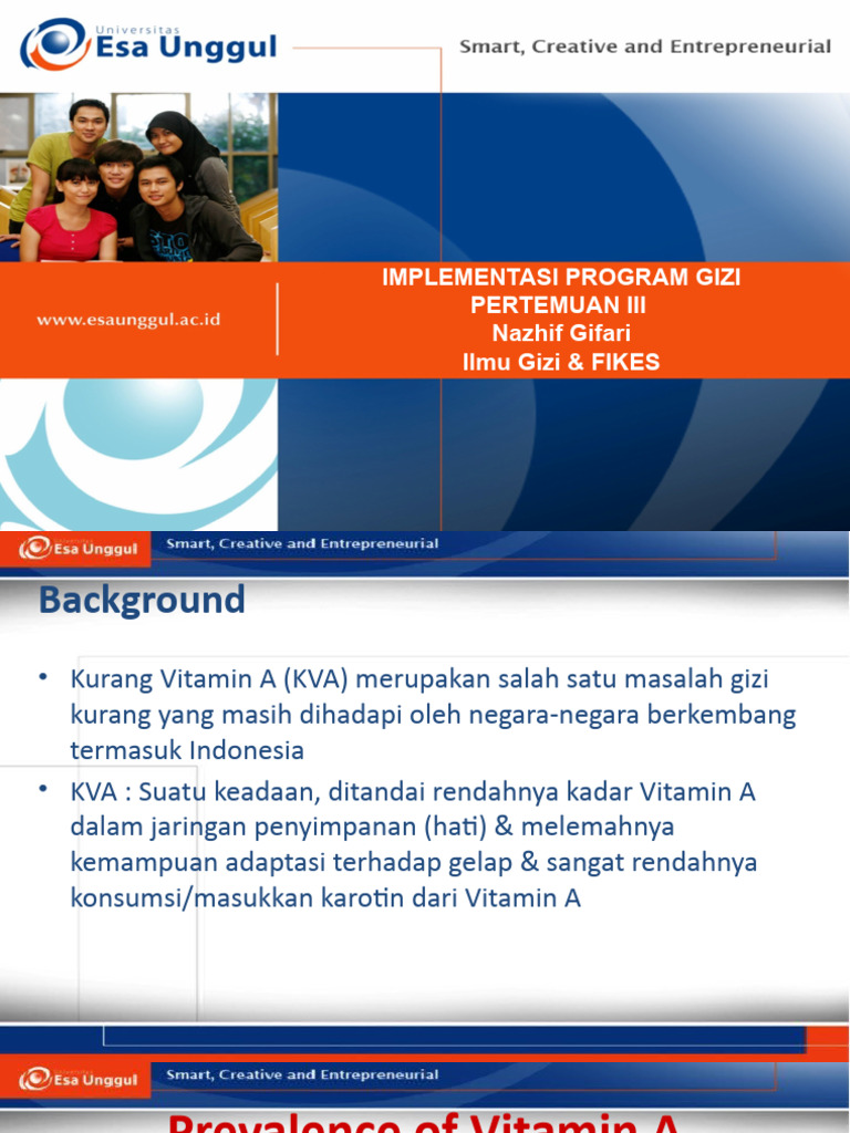 UEU Implementasi Program Gizi Pertemuan 3 | PDF | Vitamin A | Diseases And Disorders