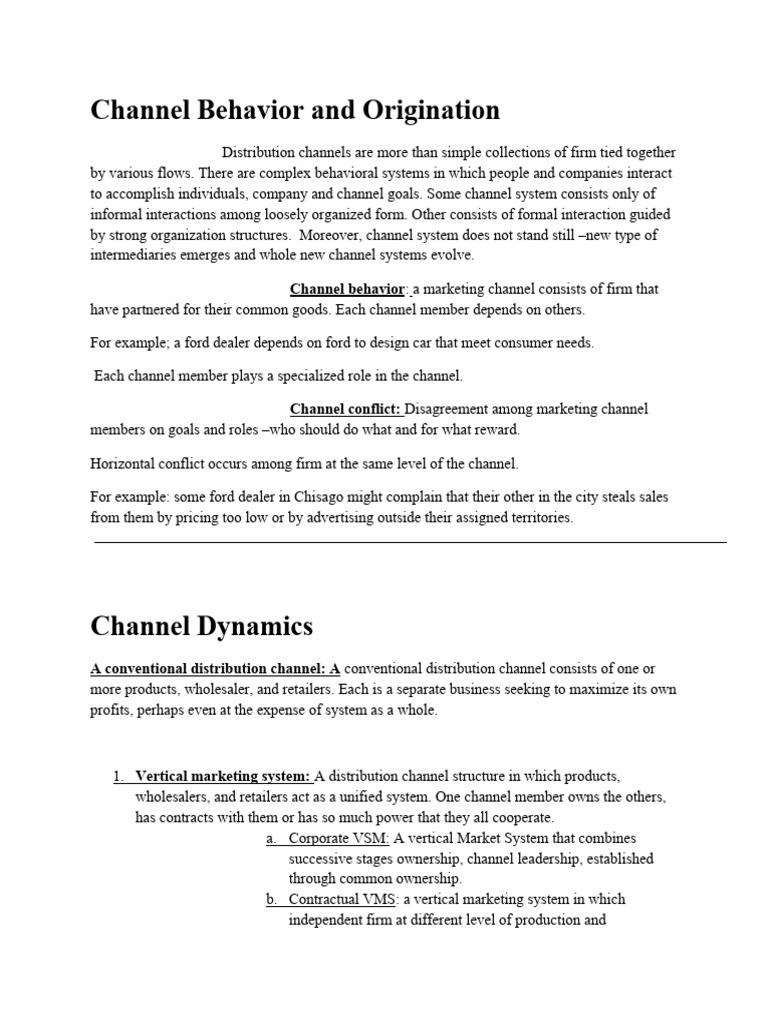 Channel Behavior | PDF | Marketing | Business Economics