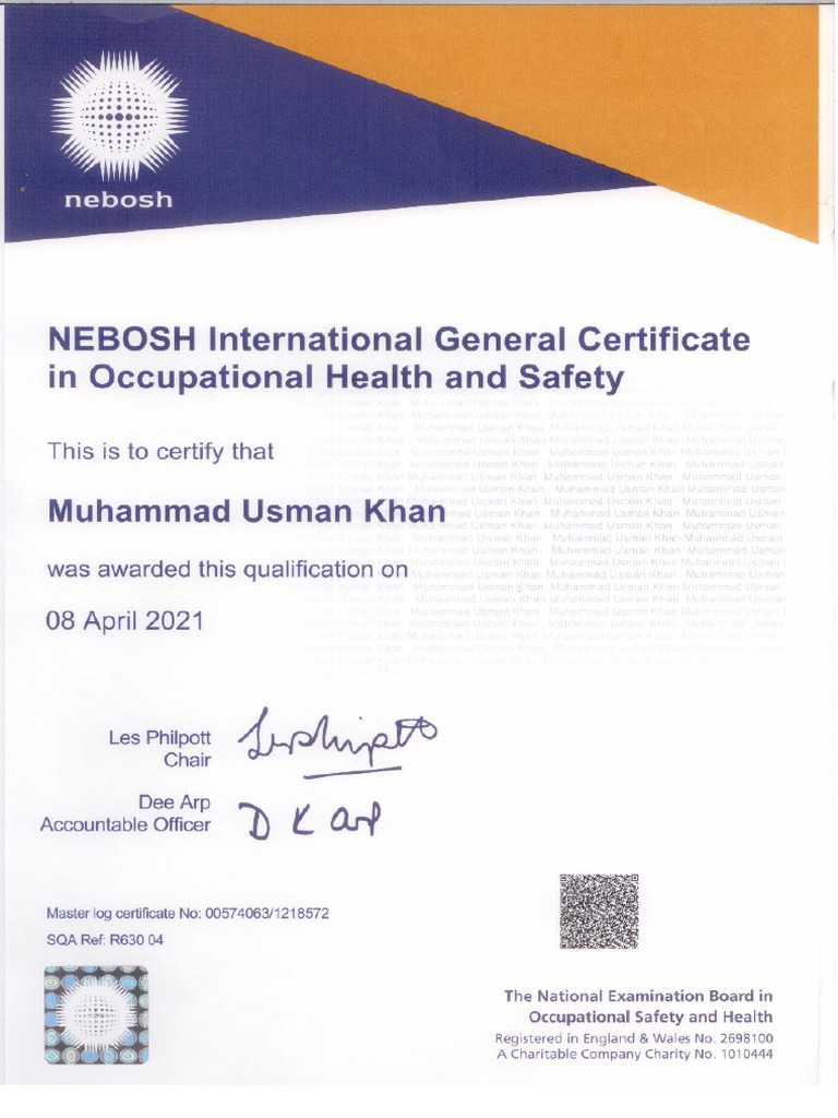 Usman Khan Nebosh | PDF Usman Khan Nebosh | PDF