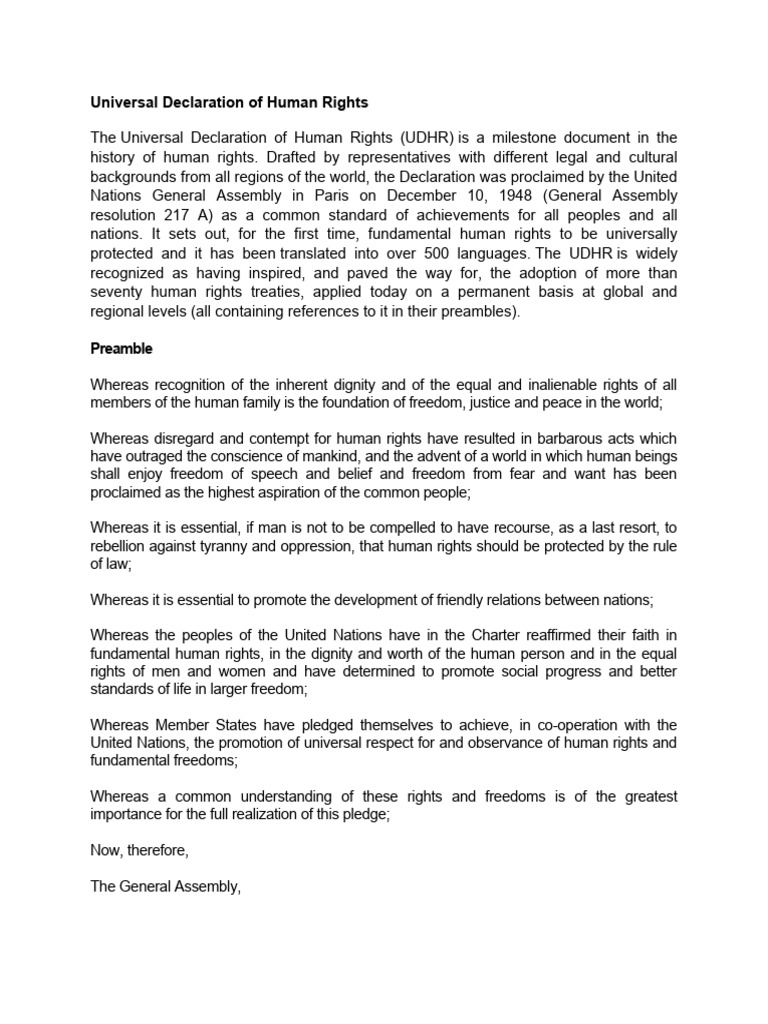 Universal Declaration of Human Rights | PDF | Human Rights | Ethical ...