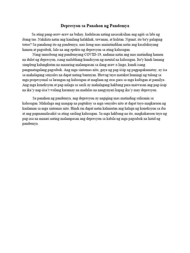 Depresyon Talumpati | PDF