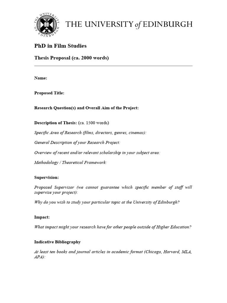 PhD Film Studies Thesis Proposal Guide | PDF