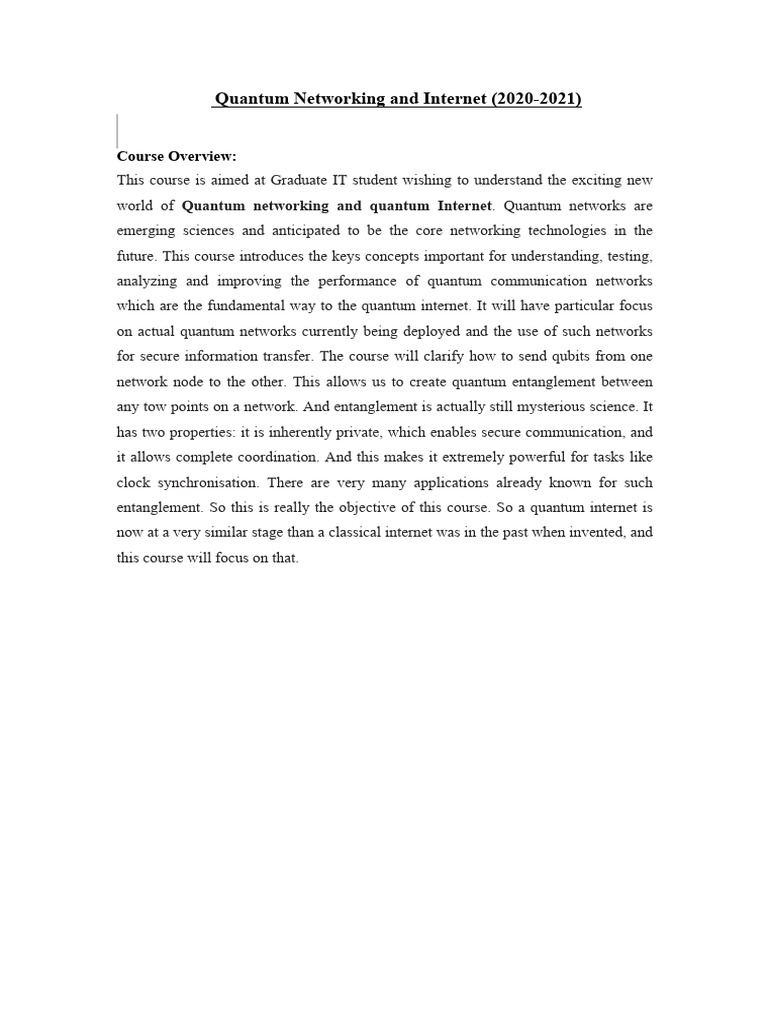 Quantum Networking and Internet | PDF | Quantum Computing | Quantum Entanglement