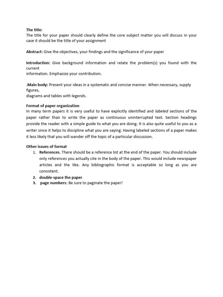 Term Paper Format | PDF