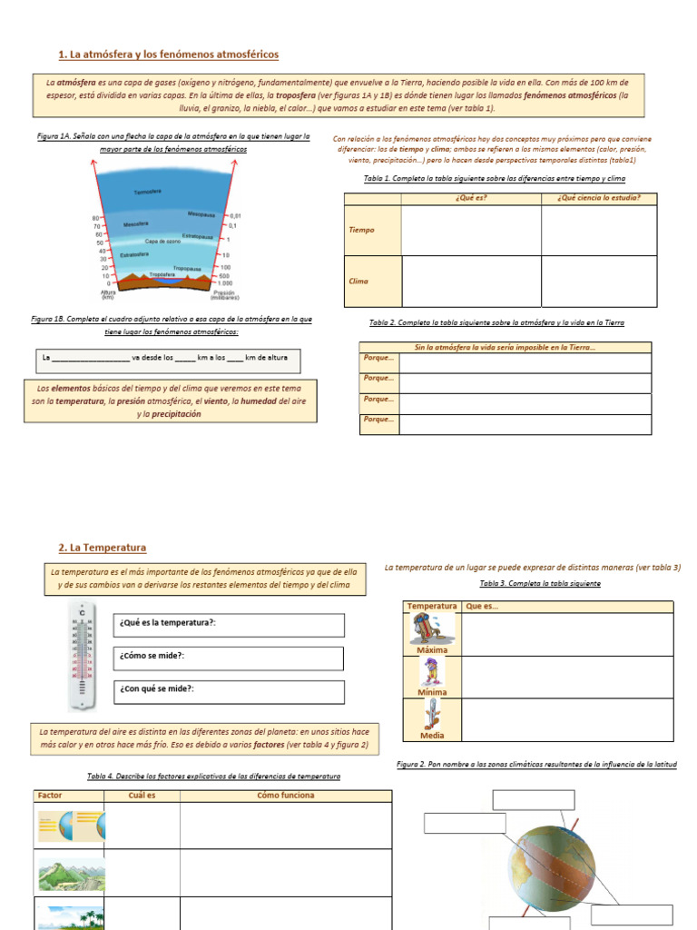 Tiempo y Clima Ejercicios (2) | PDF | Herida | Atmósfera