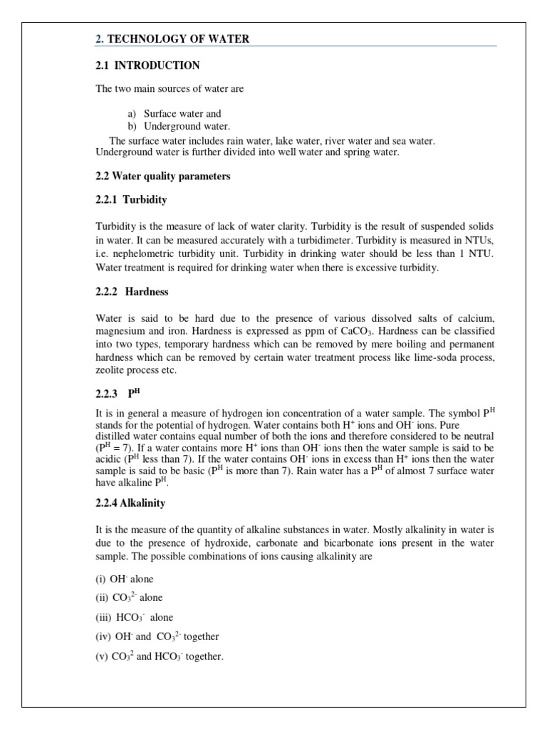 Chemistry Water Technology Notes | PDF | Osmosis | Alkalinity