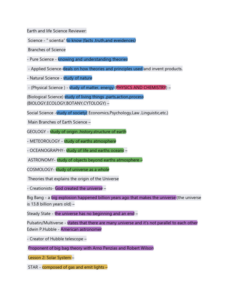 Life and Earth Science | PDF | Rock (Geology) | Minerals