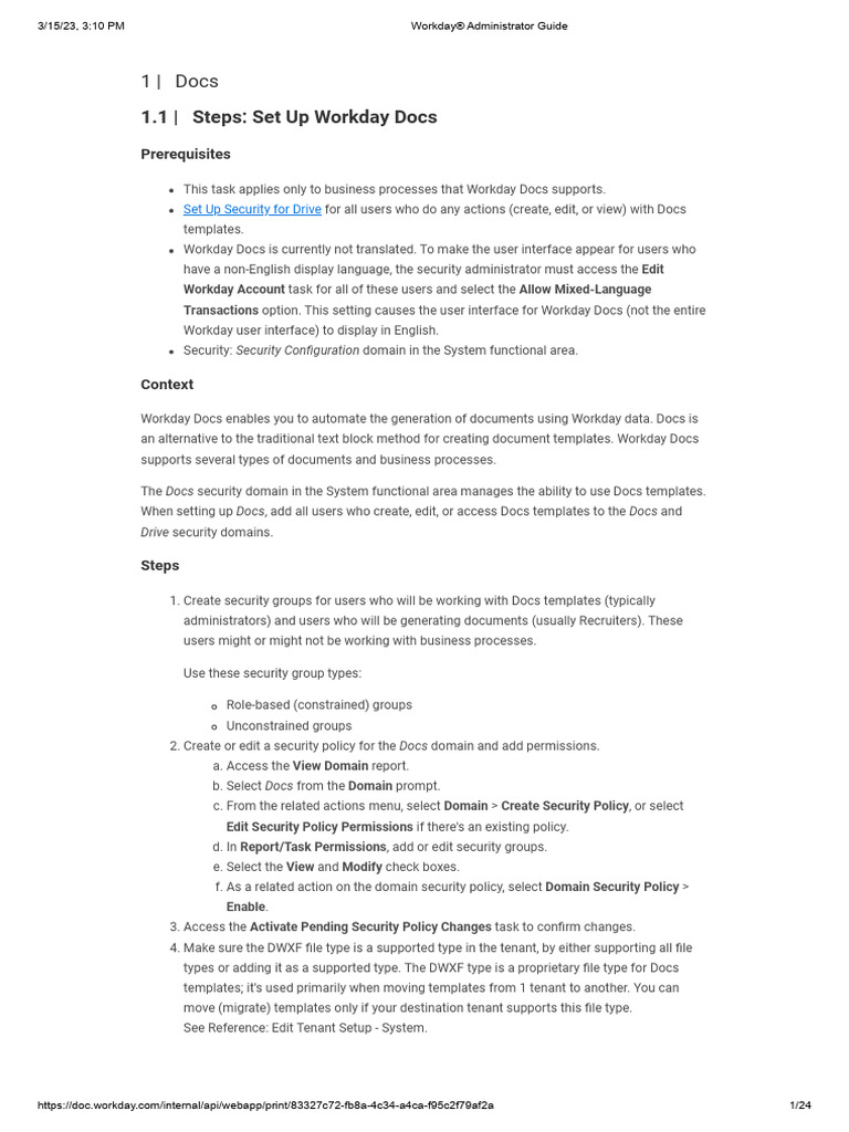 Workday® Docs | PDF | File Format | Business Process