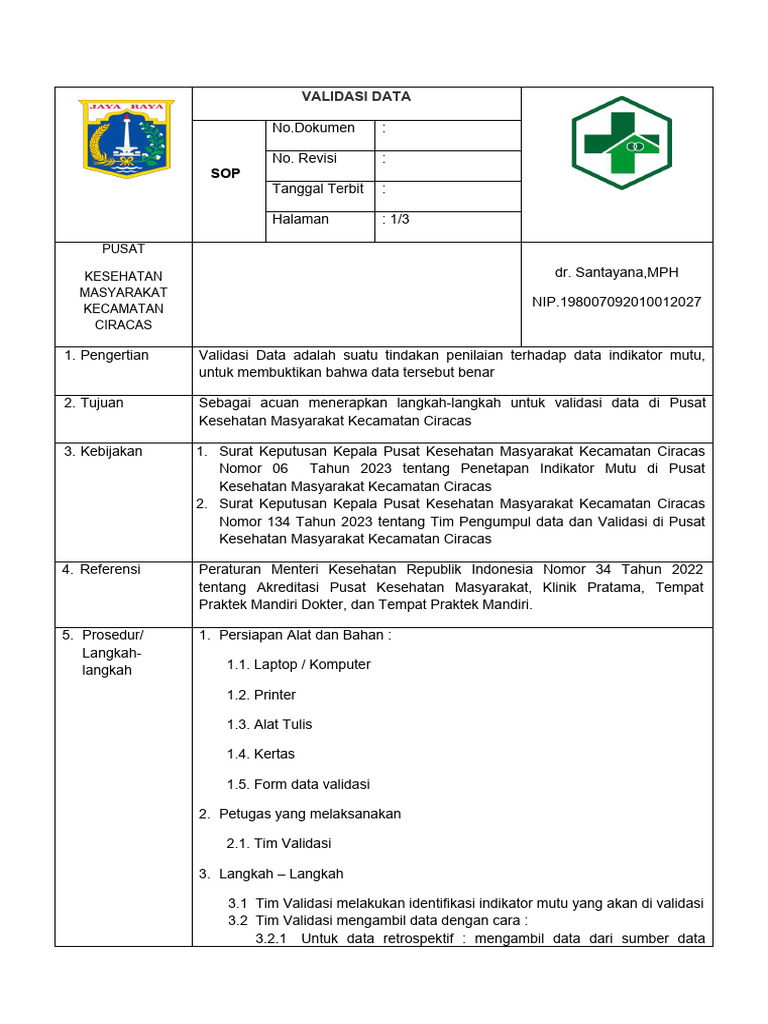 3. Sop Validasi 2023 | PDF