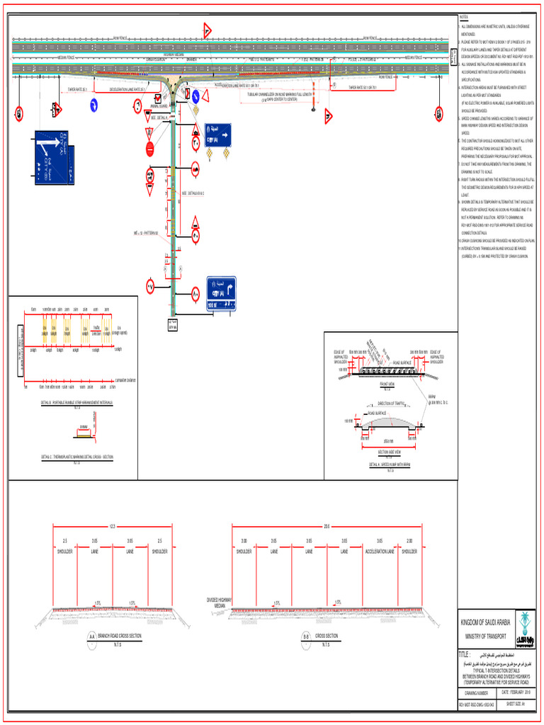 Typical T-Intersection Details Between Branch Road and Divided Highways ...