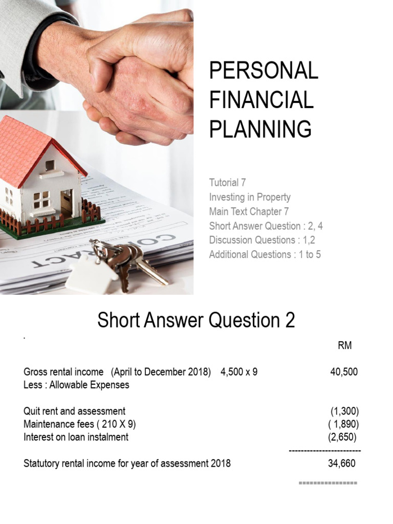 PFP-Workshop & Tutorial 7-April 2023-Suggested Solutions | PDF | Lease | Loans