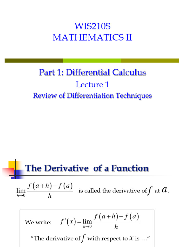 Lecture 1 Review Of Differentiation Technique Pdf Trigonometric