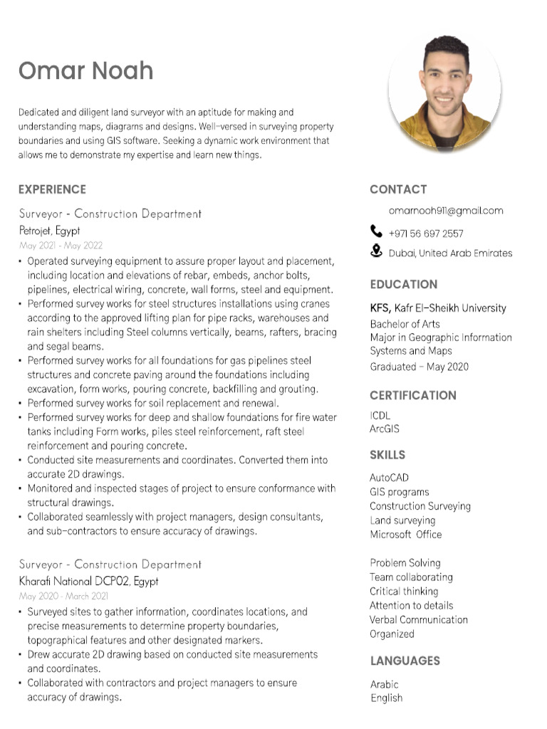 Omar Noah Resume | PDF | Surveying | Geographic Information System