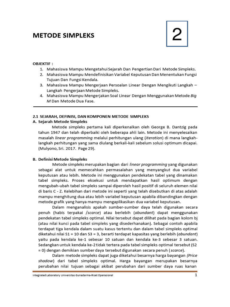 BAB 2 Metode Simpleks | PDF