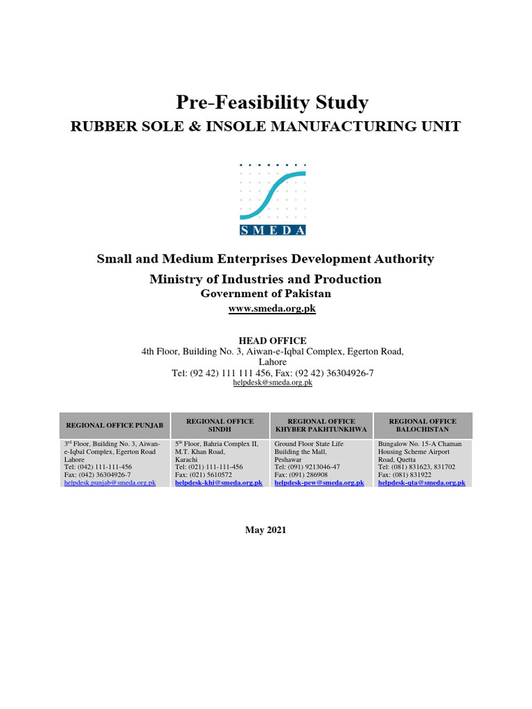 Rubber Sole Insole Manufacturing Unit Rs. 11.15 Million May-2021 | PDF ...