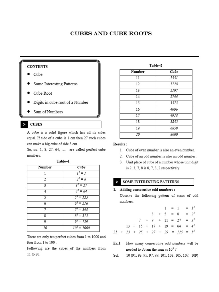 Cubes and Cube Roots | PDF | Factorization | Numbers