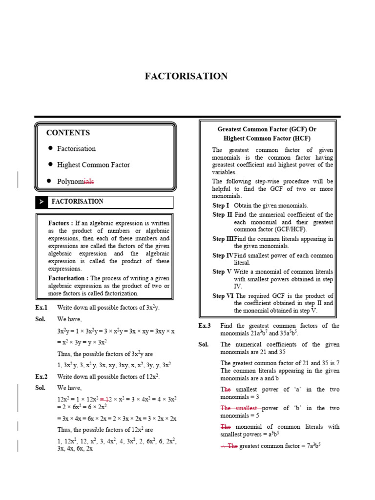 FACTORISATION | PDF | Polynomial | Factorization