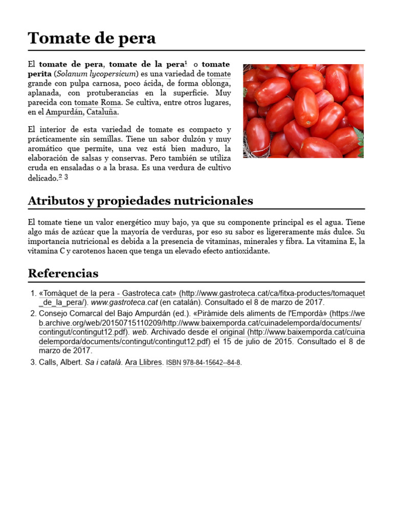 Propiedades del tomate de pera | PDF
