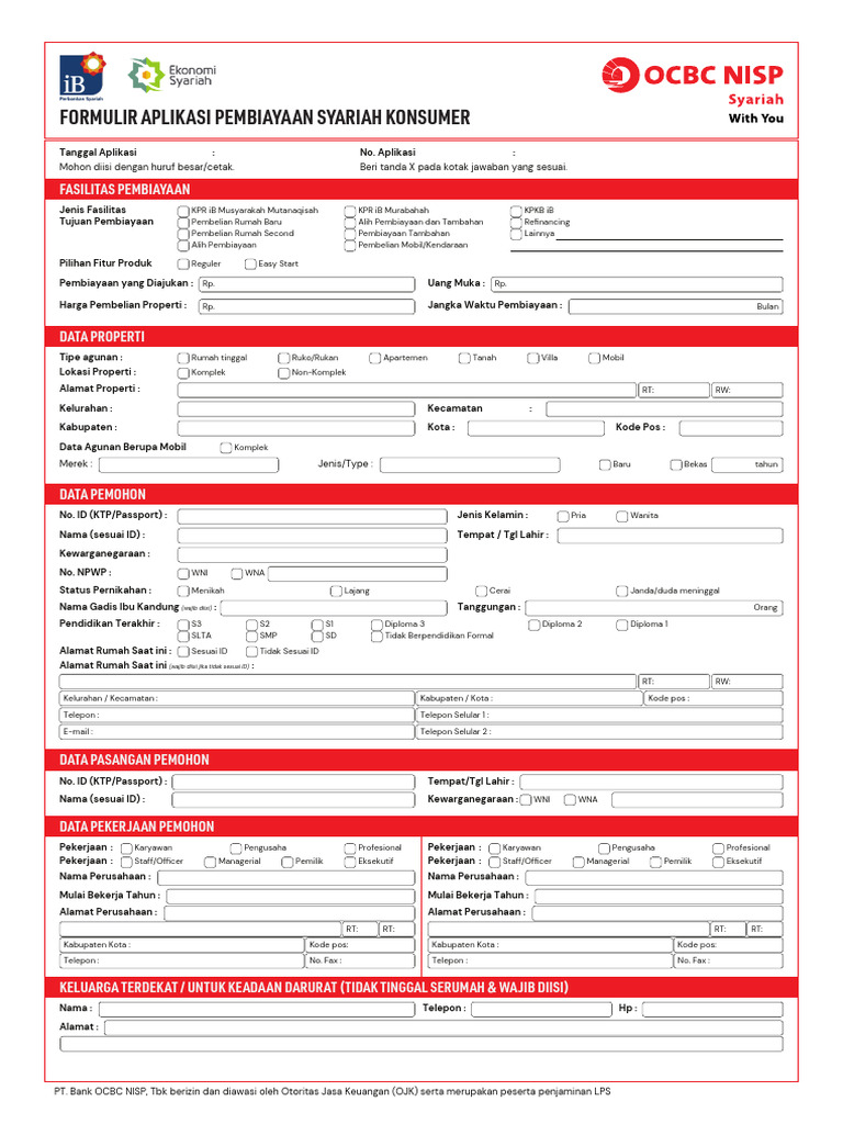 Form Permohonan KPR Consumer Financing (Final) | PDF