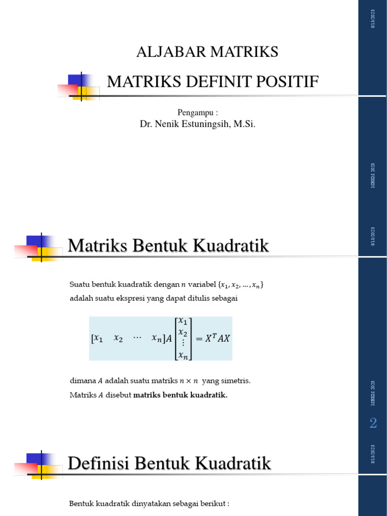 Matriks Definit Positif - Almat - 2023 | PDF