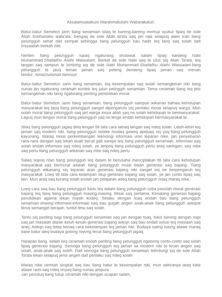 Pidato BHS Sasak 1 | PDF