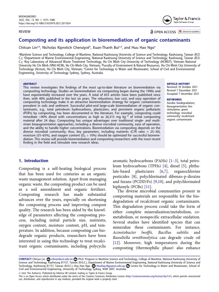 Composting and Its Application in Bioremediation of Organic ...