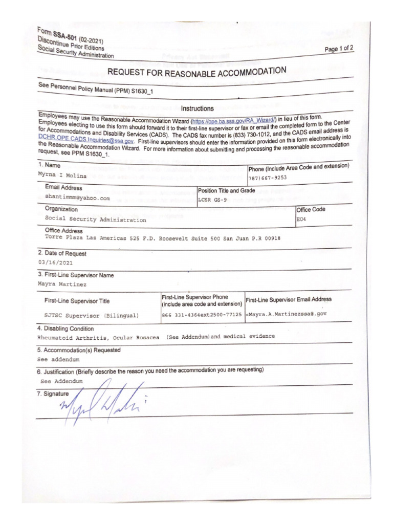Form SSA-501 (02-2021) | PDF