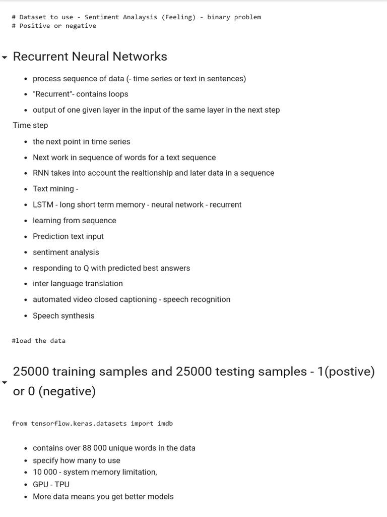 Recurring Neural Networks For Sequence Sentiment Analysis With The Imdb Dataset Ipynb