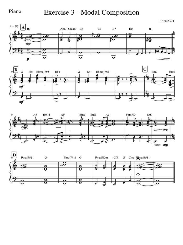 Exercise 3 - Modal Composition FIRST Draft-Piano | PDF