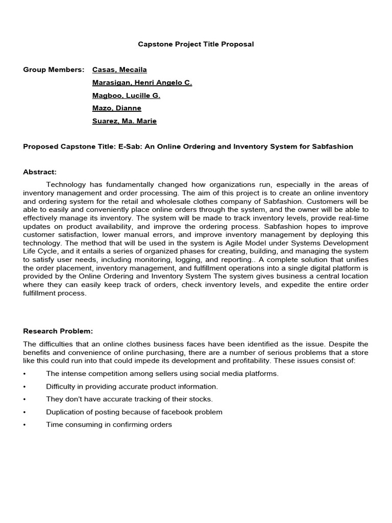 Capstone Project Title Proposal 1 | PDF | Software Development Process | Agile Software Development