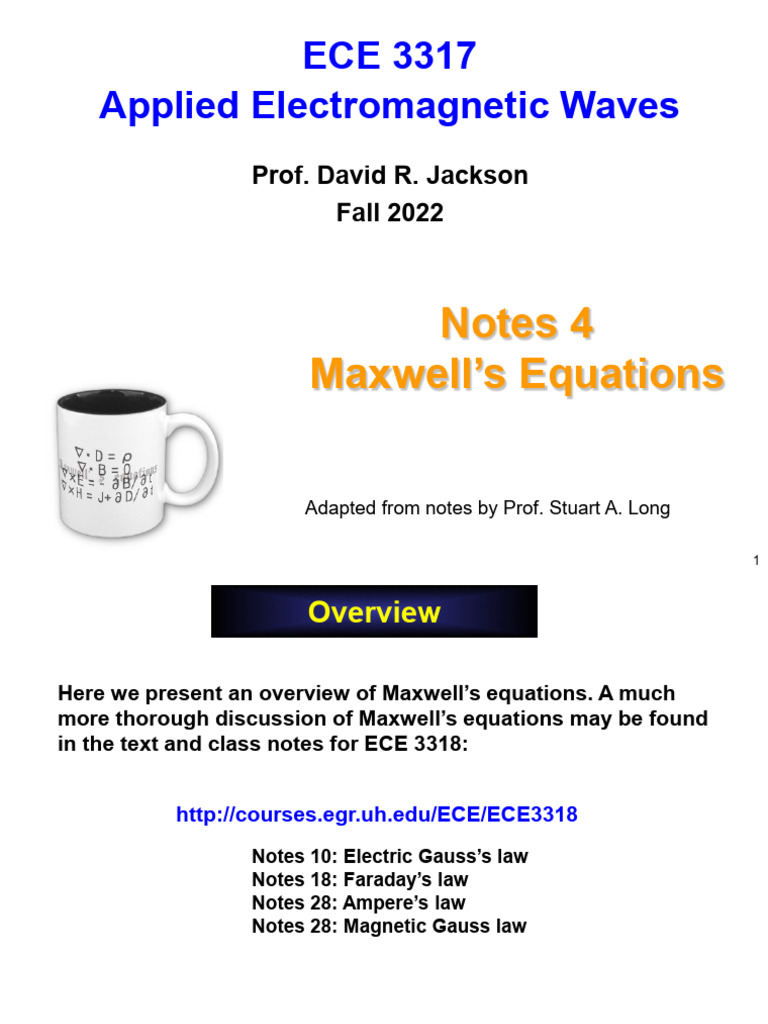 Notes 4 3317 Maxwell's Equations | PDF | James Clerk Maxwell | Maxwell ...