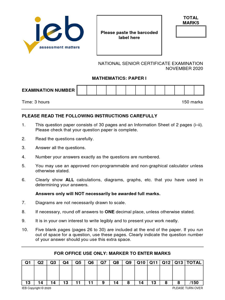 Mathematics 2020 P1 | PDF | Interest | Length