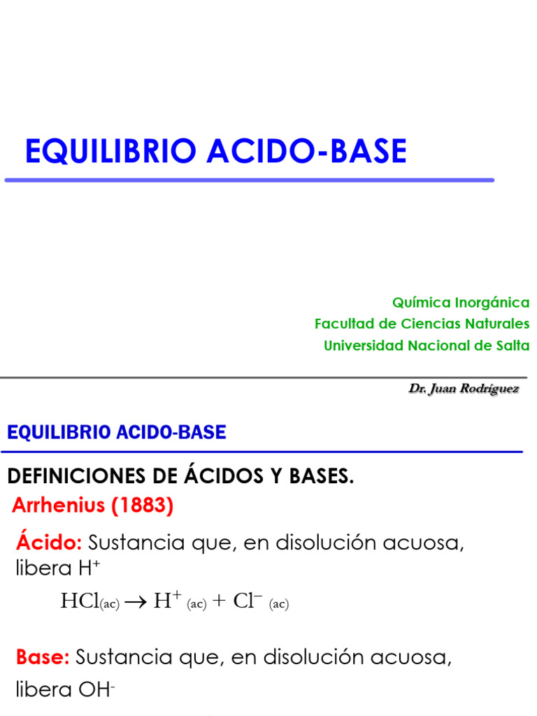 Equilibrio Acido-Base | PDF | Sal (química) | Ácido