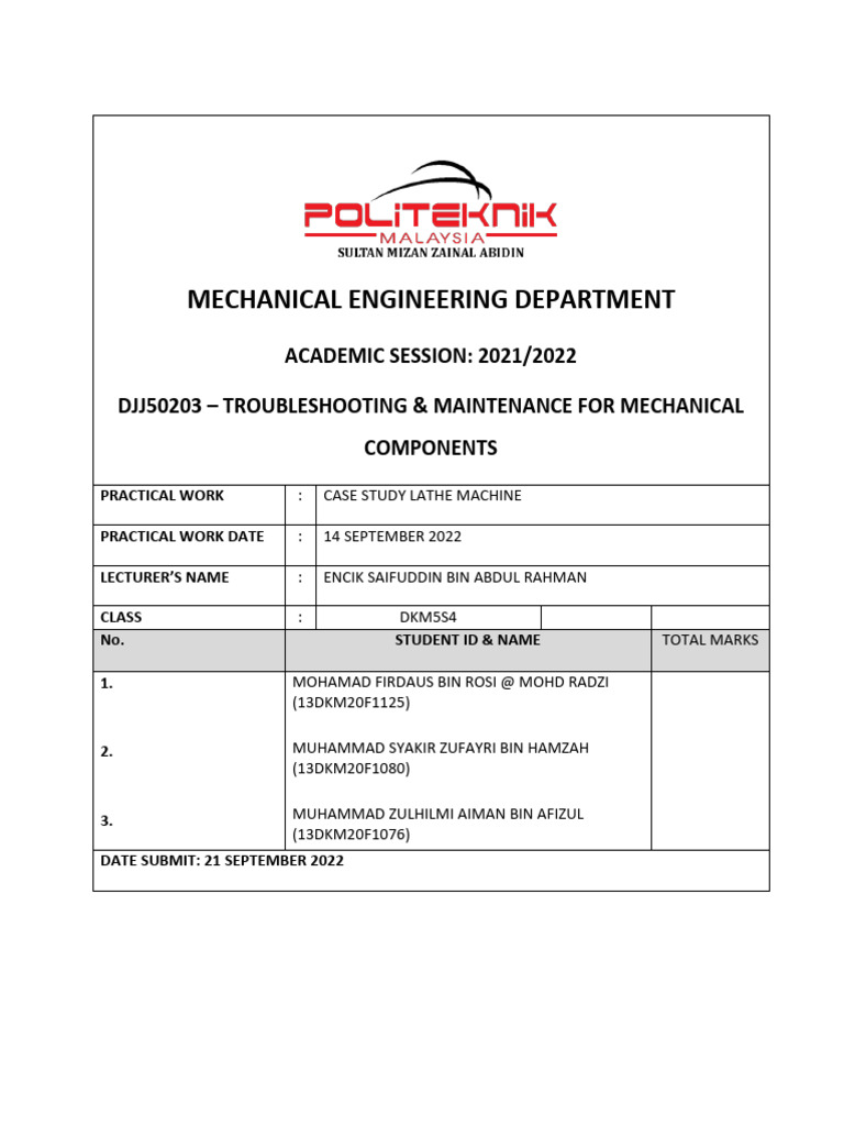 Case Study Lathe..... | PDF | Machining | Secondary Sector Of The Economy