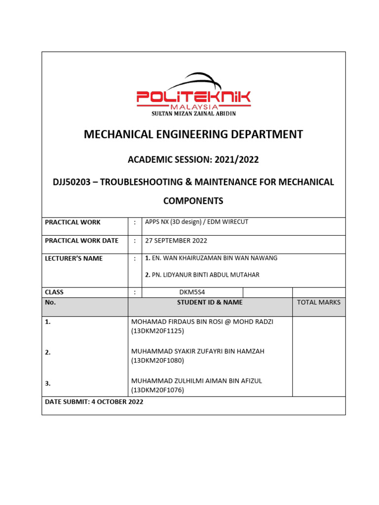 Report Bengkel Edm Wirecut 2 | PDF | Secondary Sector Of The Economy | Physical Sciences