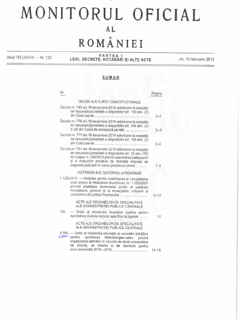 OMECTS 3165 Metod Admitere 2015-2016 | PDF