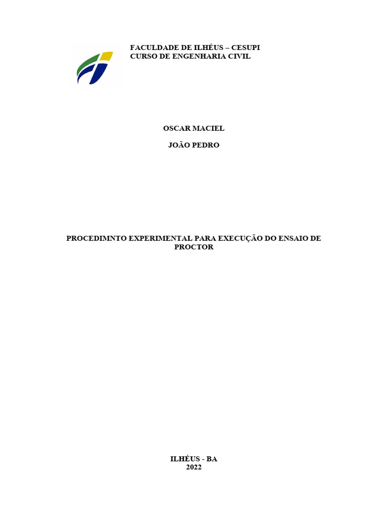 Ensaio de Proctor | PDF | Mecânica dos solos | Solo