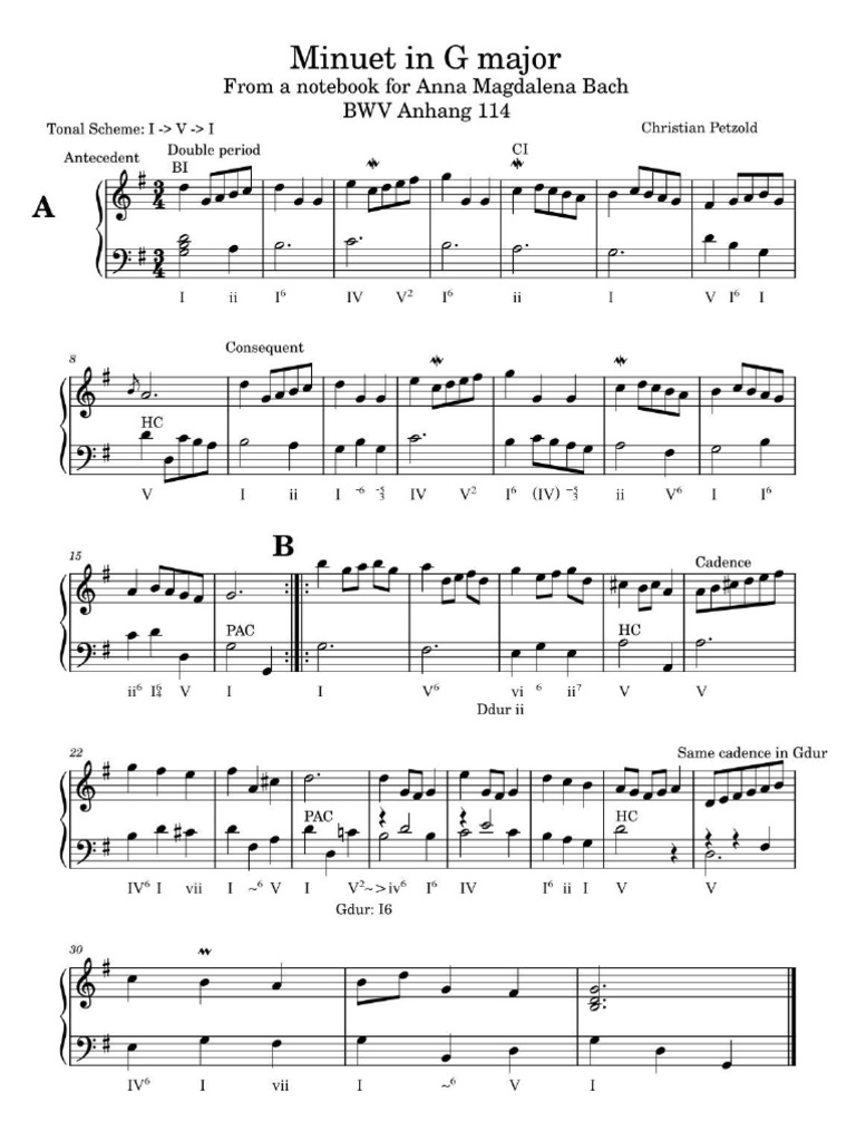 Menuet in G Bach | PDF
