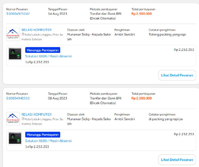 Double Order Solution X609 SMPN Pasenan | PDF