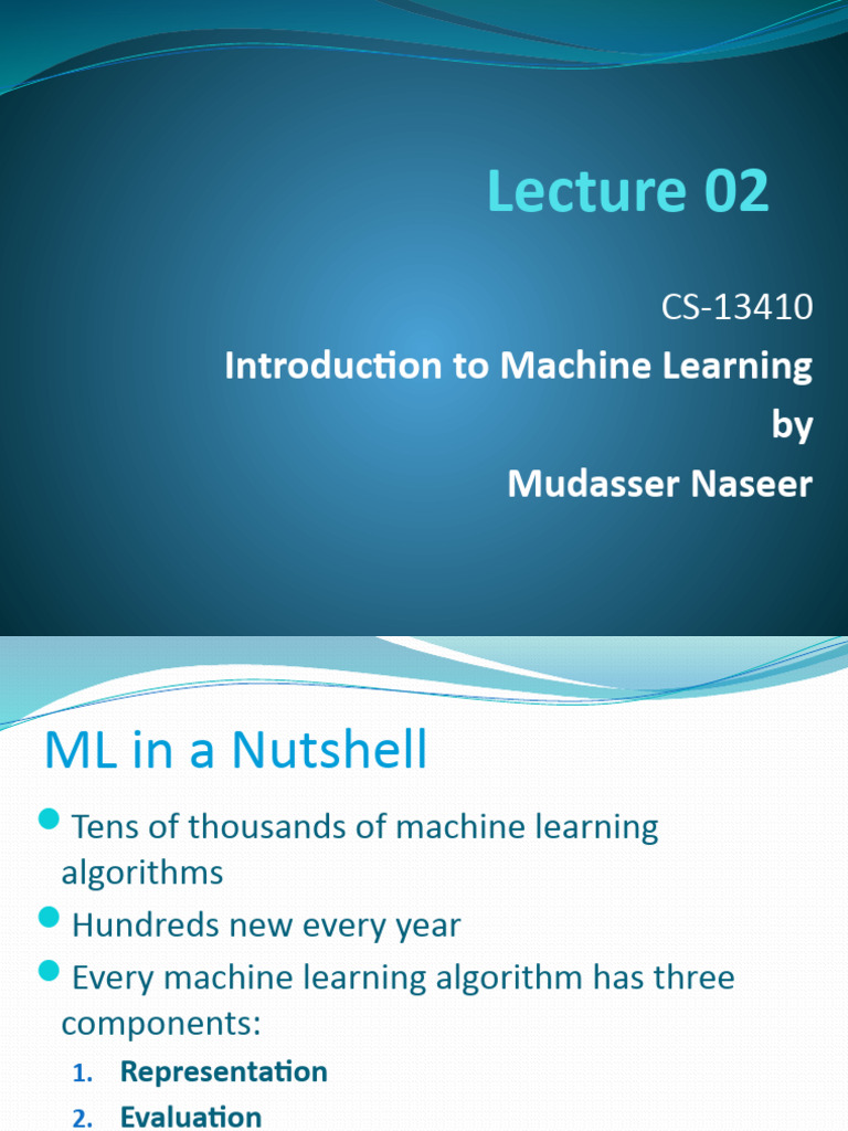 ML Lec 02 Introduction II | PDF | Machine Learning | Statistical Classification