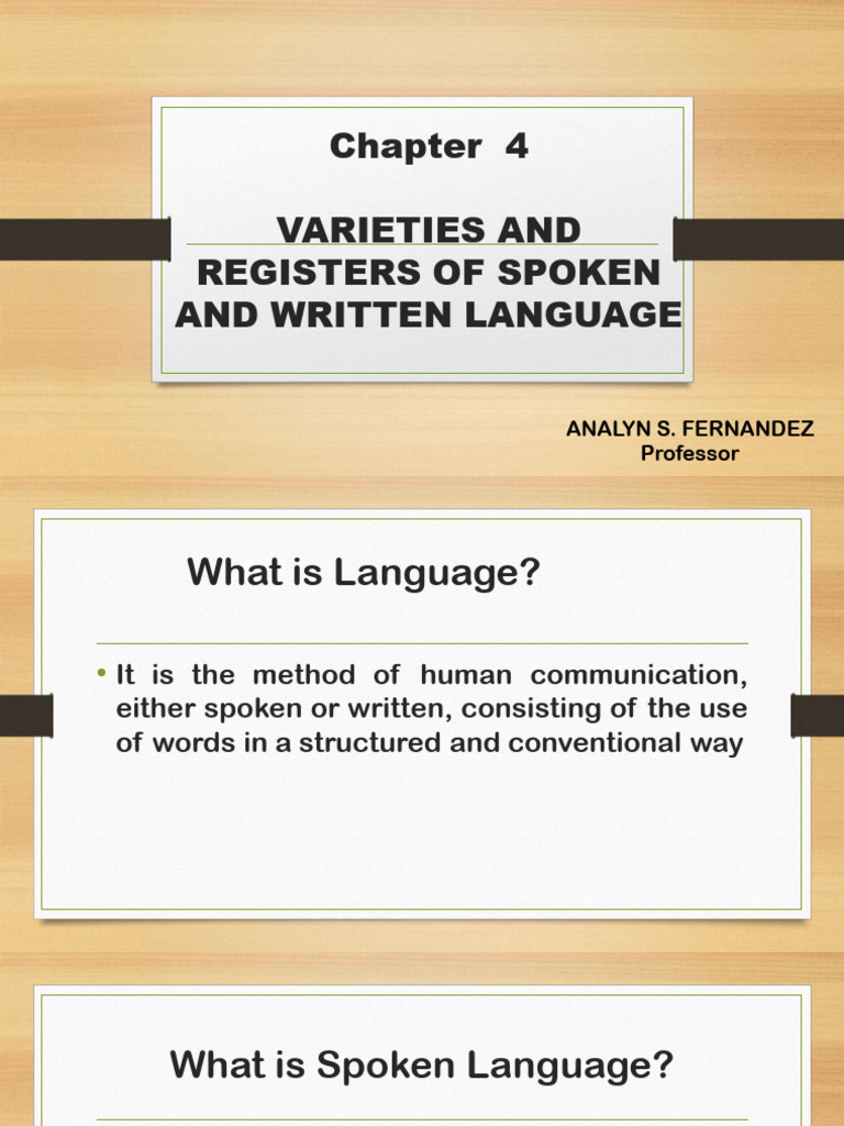 Chapter 4-Varieties and Registers of Spoken and Written Language | PDF