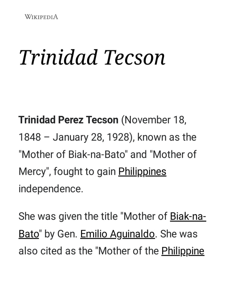 Trinidad Tecson - Wikipedia | PDF | Philippines