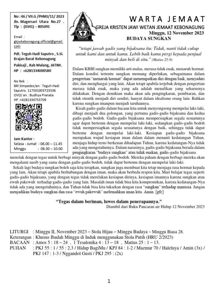 Budaya Sungkan dalam Iman Jemaat | PDF